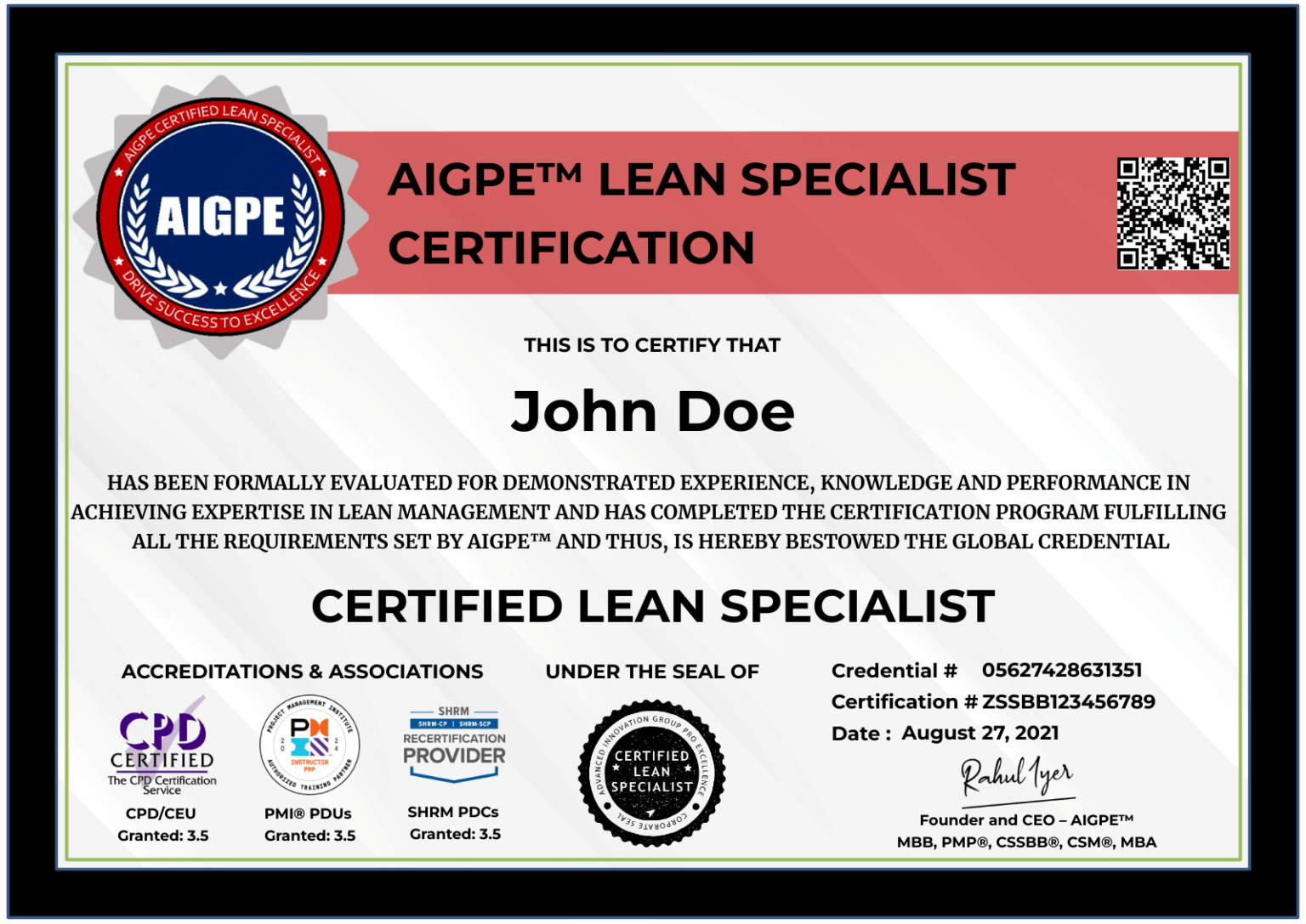 Lean Certifications - AIGPE