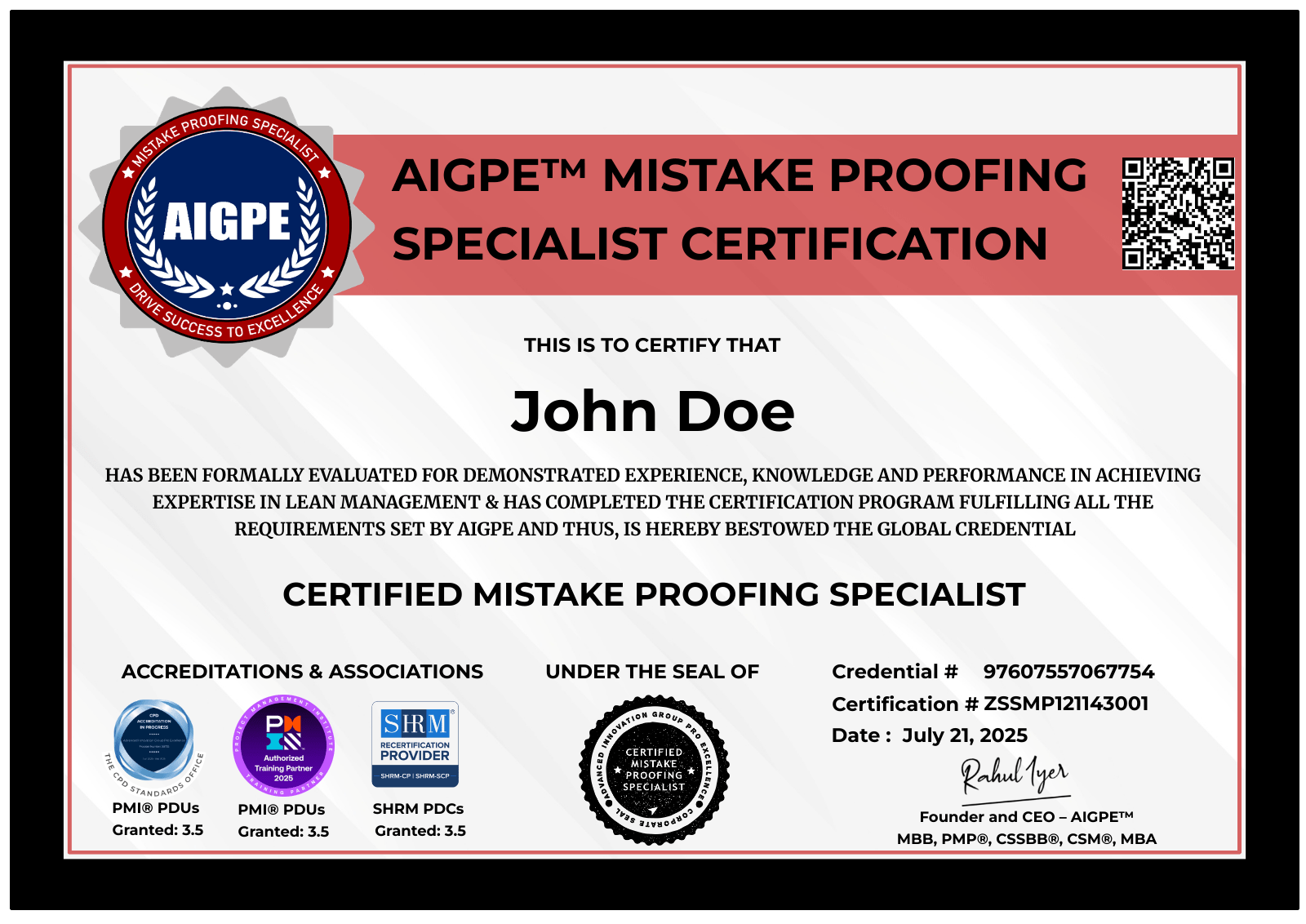 Mistake-Proofing Specialist - AIGPE