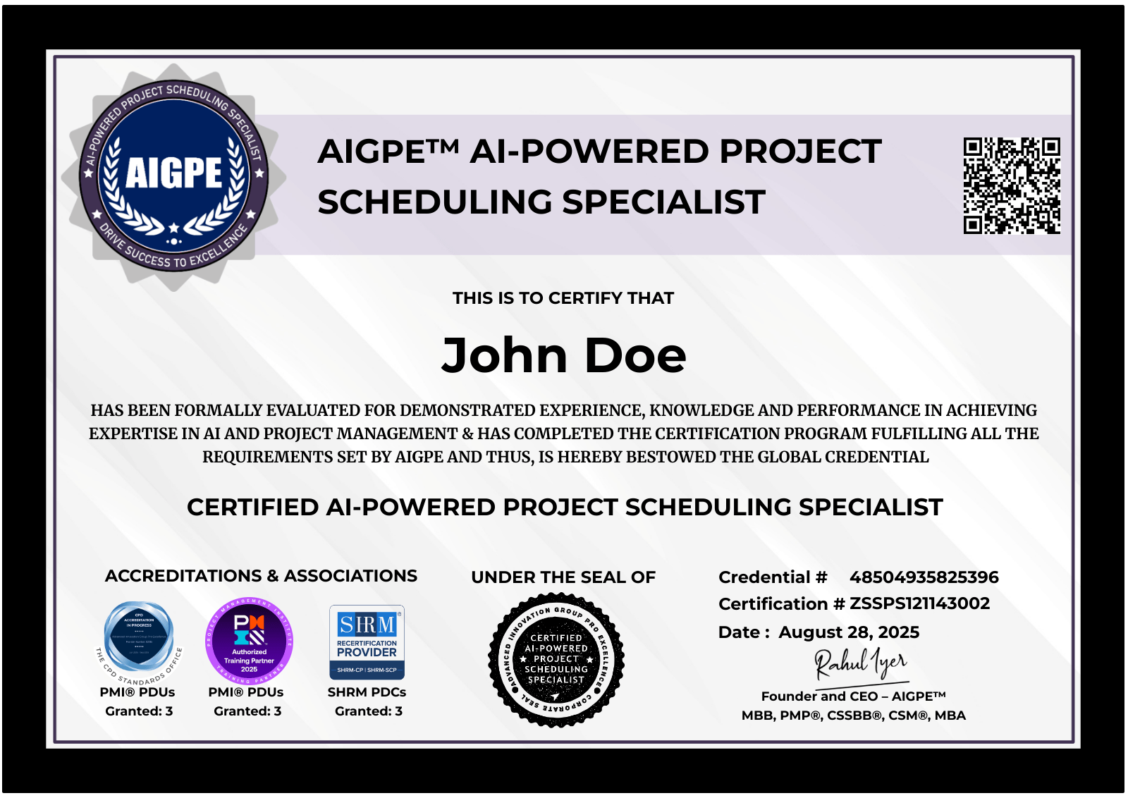 AI-Powered Project Scheduling Specialist Certification - AIGPE